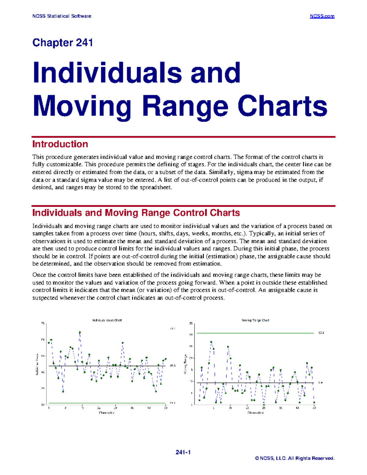 Individuals and Moving Range Charts - 241- Chapter 241 Individuals and ...