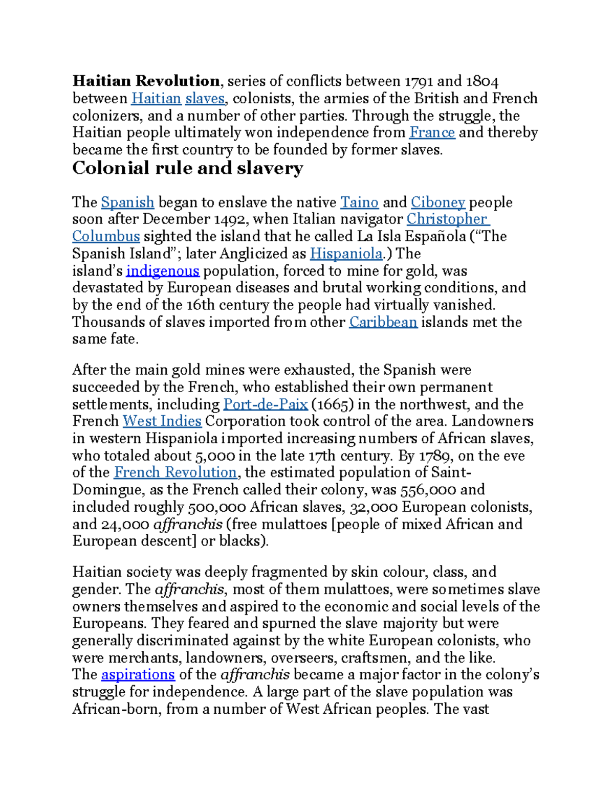 The Haitian Revolution In Haiti around the time of slavery - Haitian ...