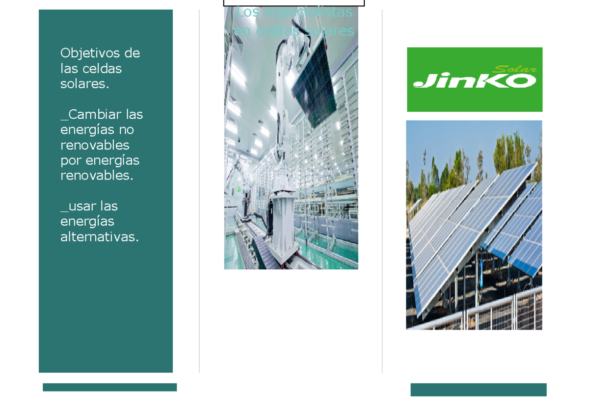 Triptico nuevo - Objetivos de las celdas solares. _Cambiar las energías ...