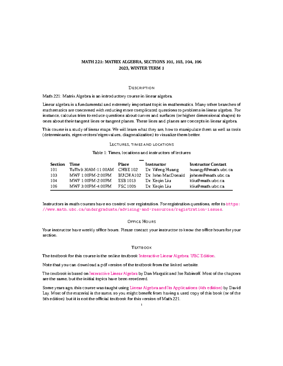 Math221-2023Winter 1-Most Sections-Syllabus - MATH 221: MATRIX ALGEBRA ...