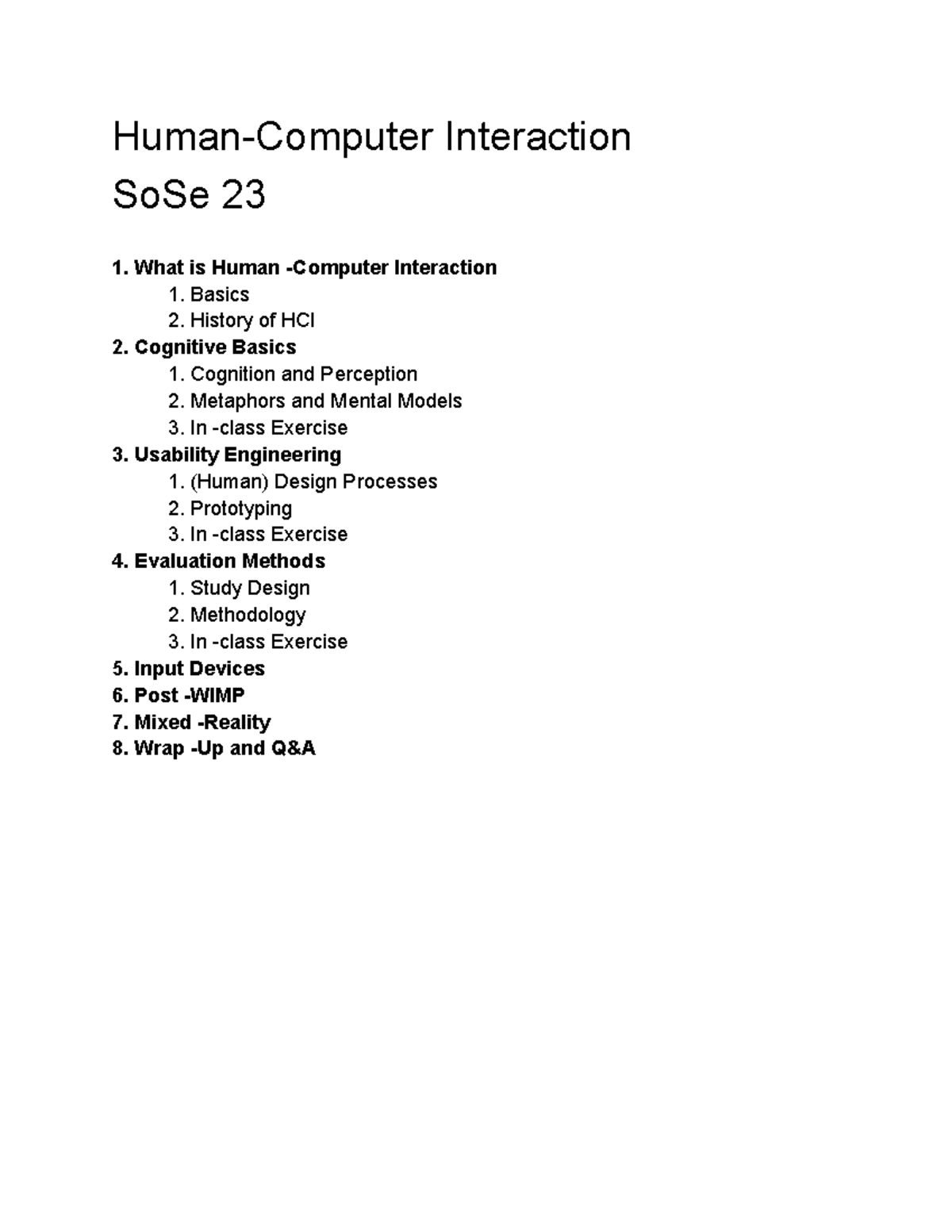 TK2 HCI-1-1-37 - Zusammenfassung Human Computer Interaction - Human-Computer Interaction SoSe 23 ...