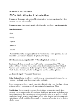 Homework 1 - Introduction to Microeconomics ECON 101 bilkent university ...