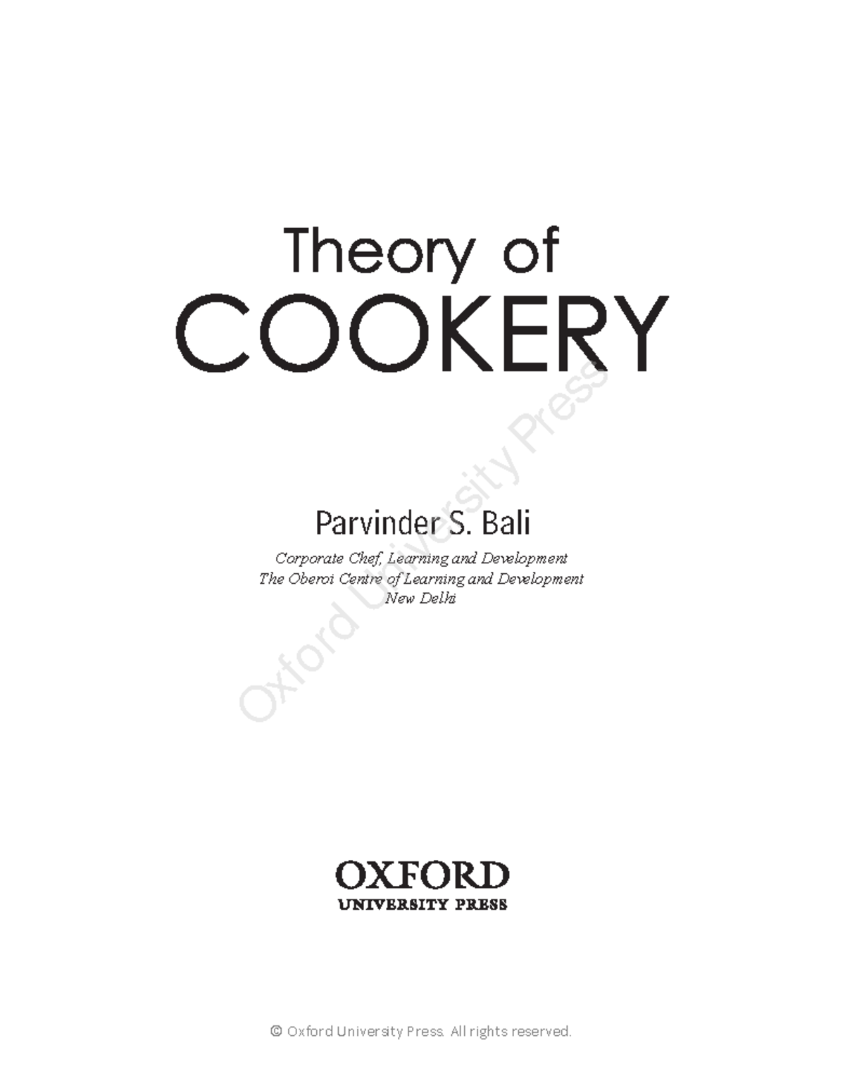 Theory of Cookery - Corporate Chef, Learning and Development The Oberoi ...