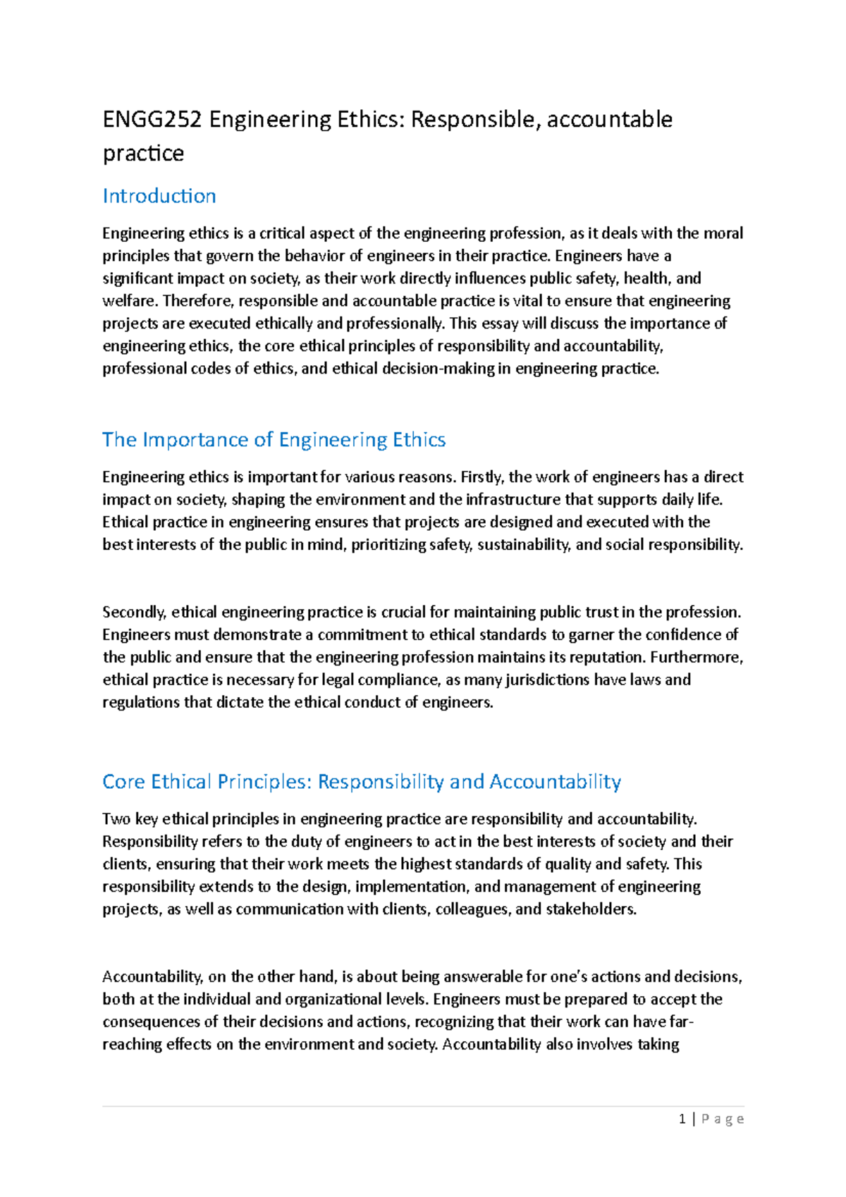 ENGG252 Engineering Ethics summary - ENGG252 Engineering Ethics ...