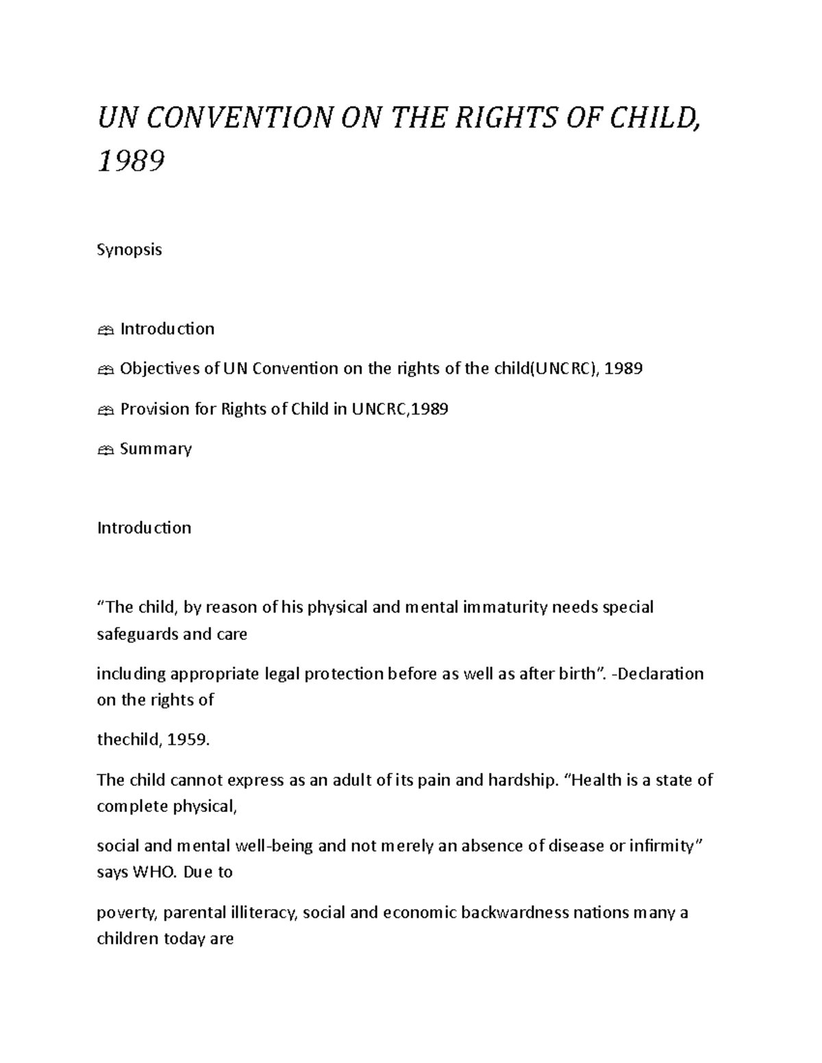 UN Convention ON THE Rights OF Child - UN CONVENTION ON THE RIGHTS OF ...