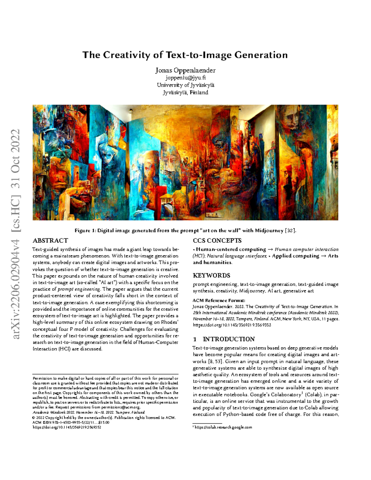 The Creativity of Text-to-Image Generation - University of Jyväskylä ...