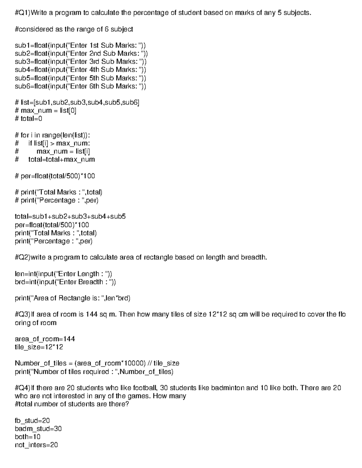 Assign 1 Q1 Write A Program To Calculate The Percentage Of Student assign-1-q1-write-a-program-to-calculate-the-percentage-of-student