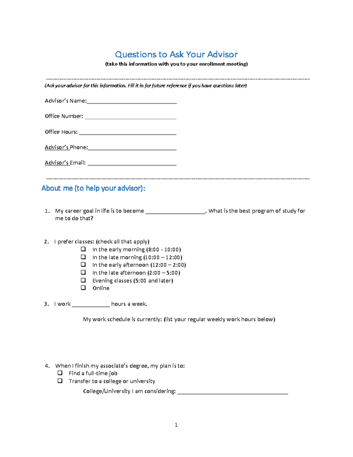 Advisor-questions-print - 1 Questions to Ask Your Advisor (take this ...