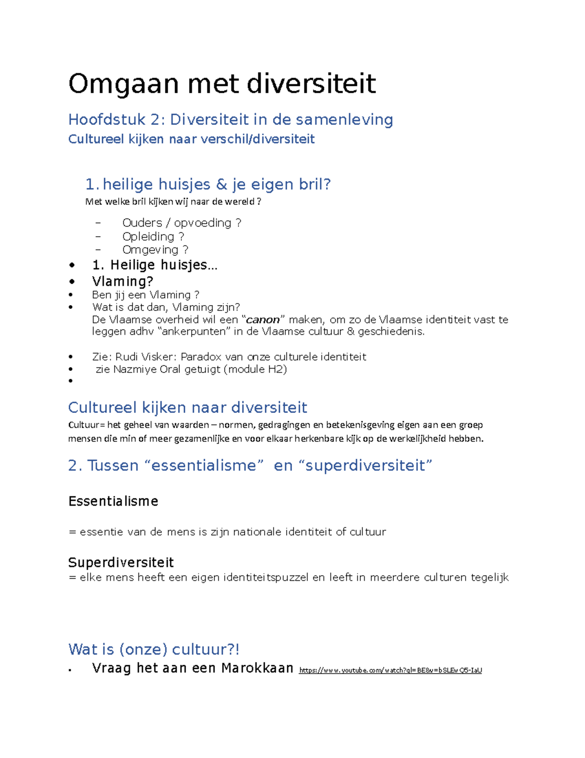 Samenvatting powerpoints - Omgaan met diversiteit Hoofdstuk 2: Diversiteit in de samenleving ...