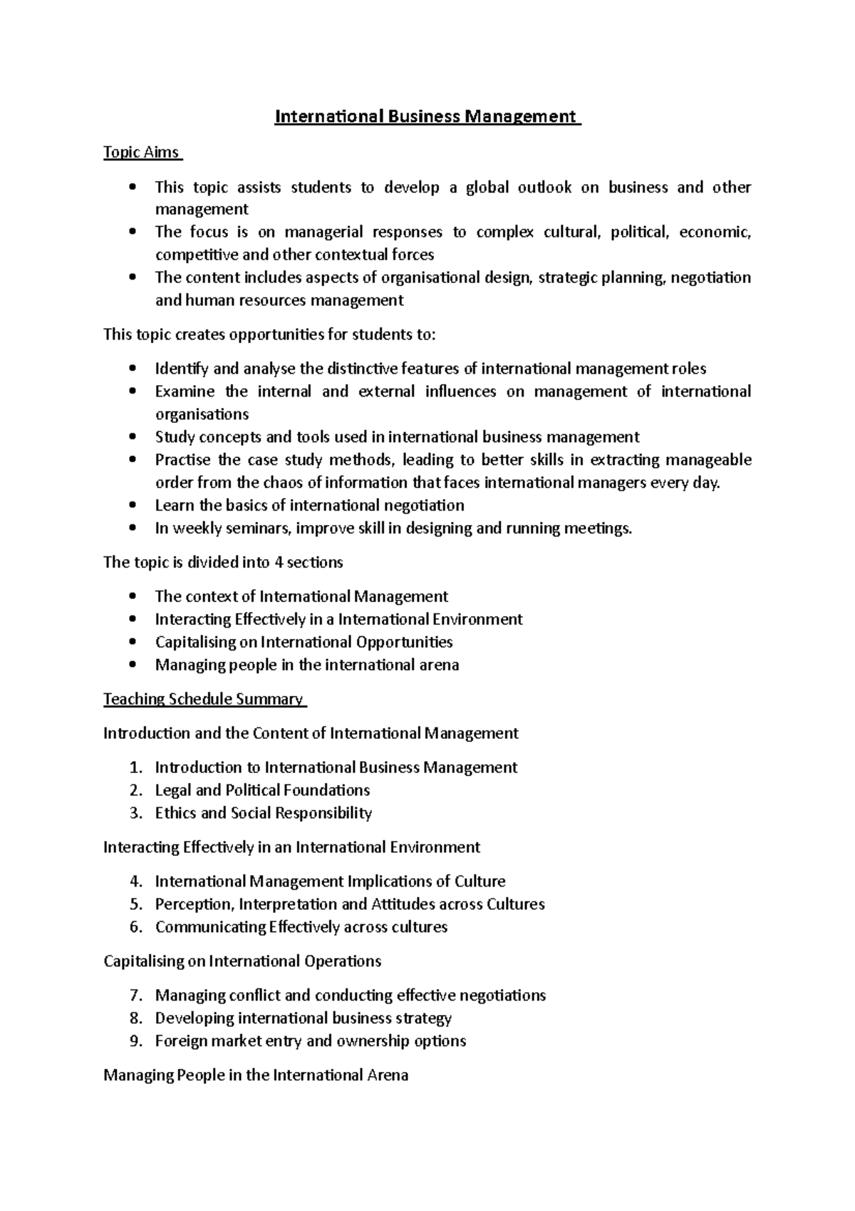 International Business Management Topic Notes - Learn the basics of ...