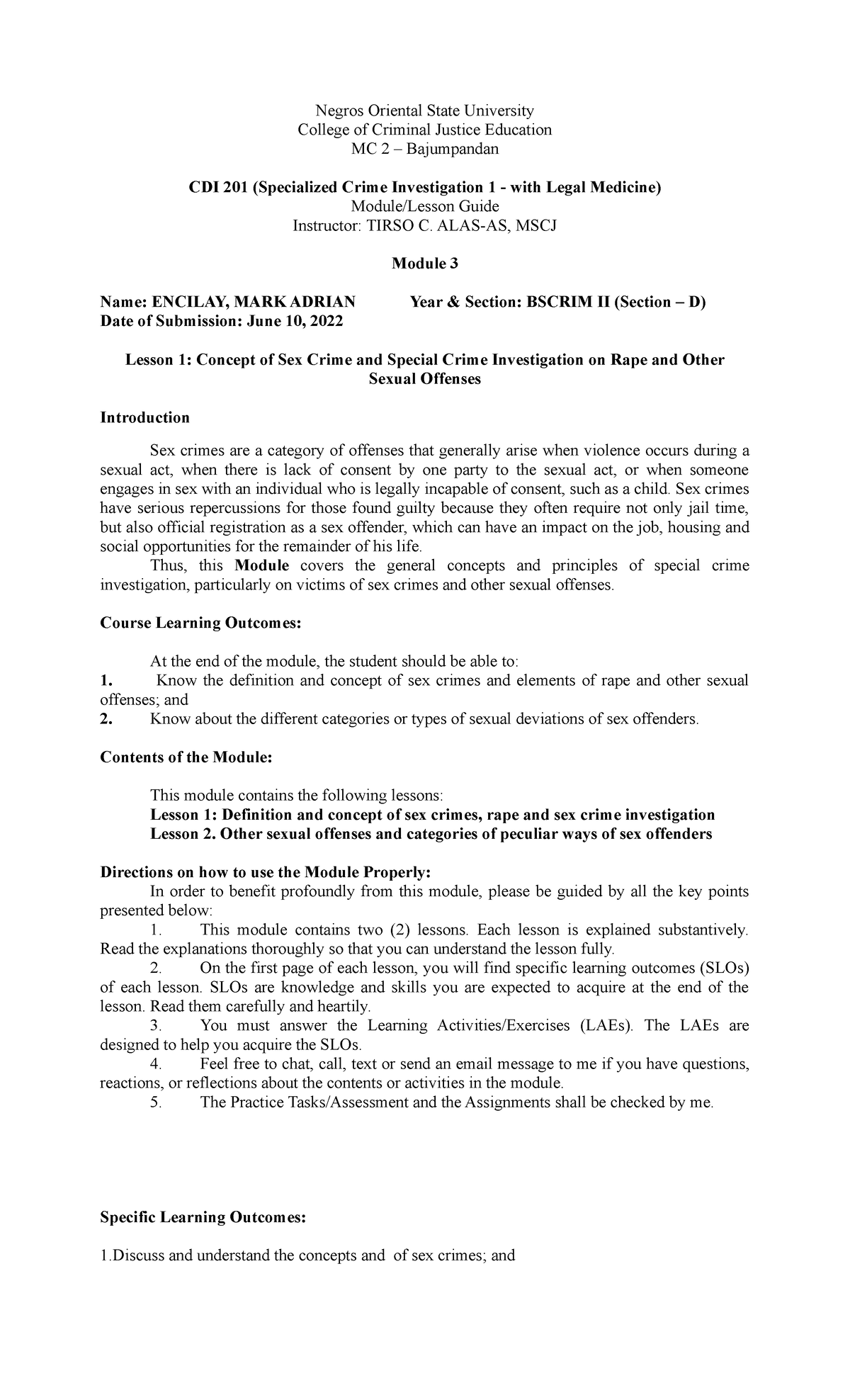 CDI 201 - Module 3 (2nd sem. 2021-2022) - Negros Oriental State ...