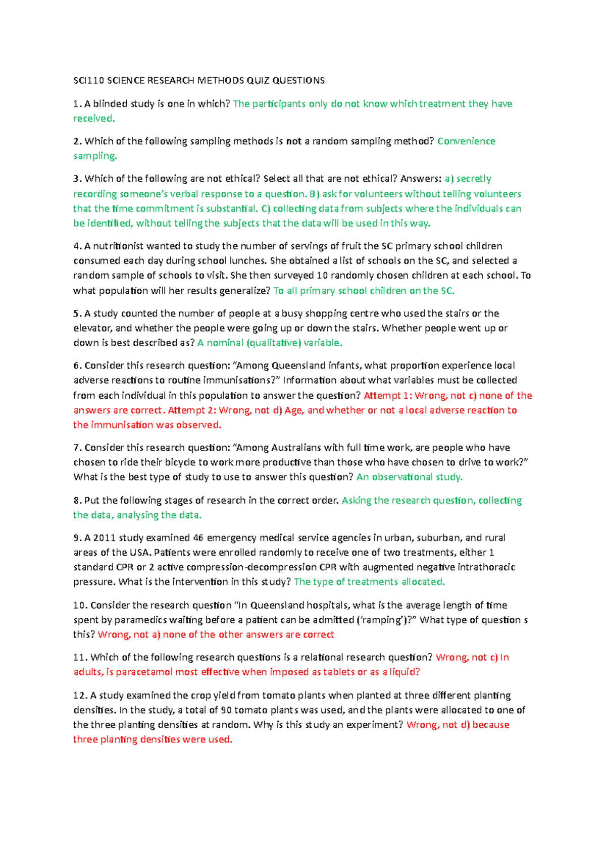 SCI110 Science Research Methods QUIZ Questions - SCI110 SCIENCE ...