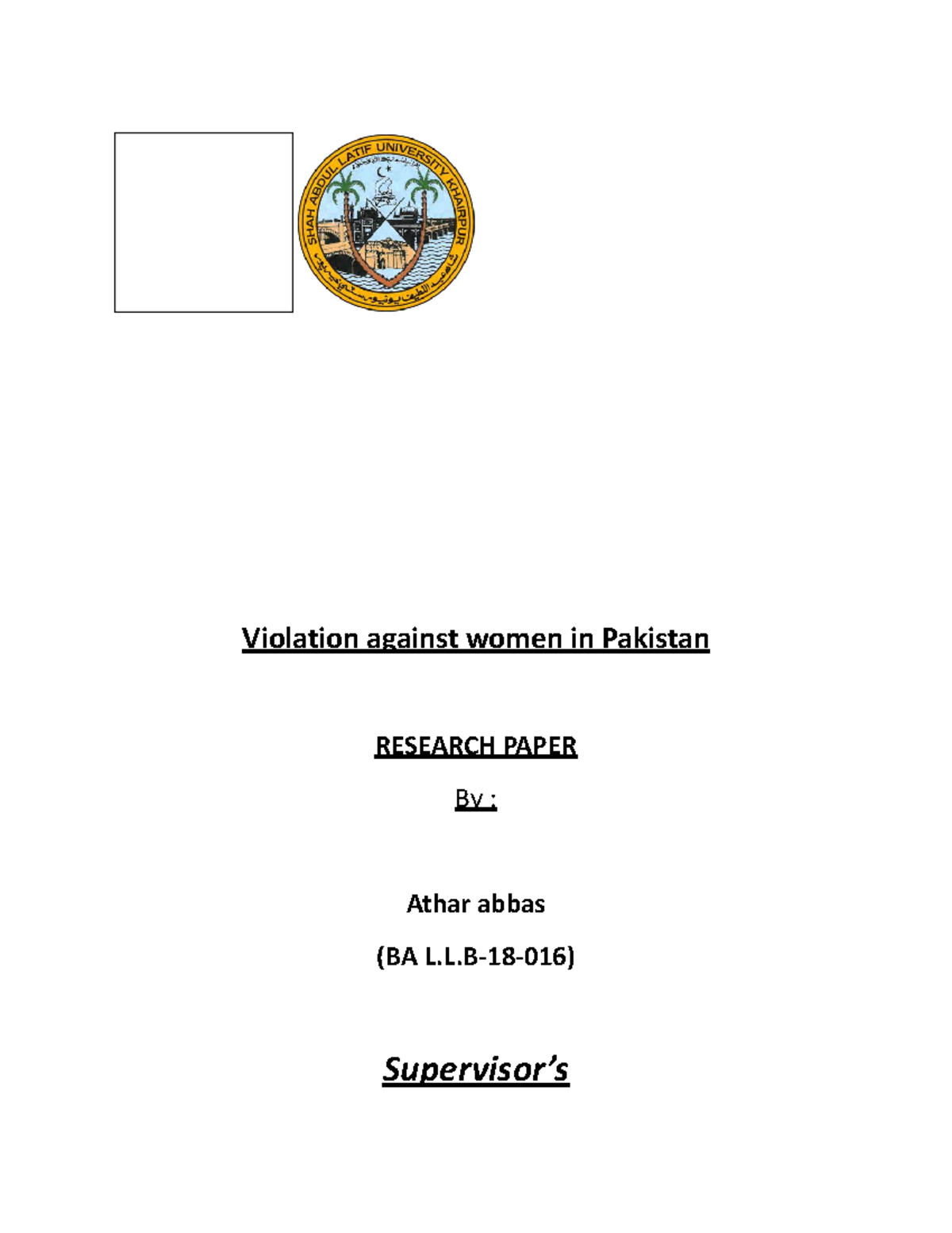 Athar abbas 18-016 - Violation against women in Pakistan RESEARCH PAPER ...