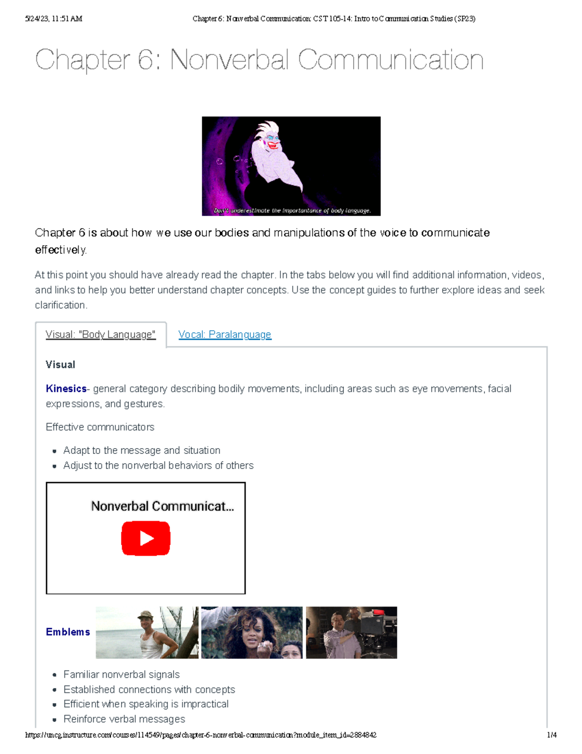 Chapter 6 Nonverbal Communication CST 105-14 Intro to Communication ...