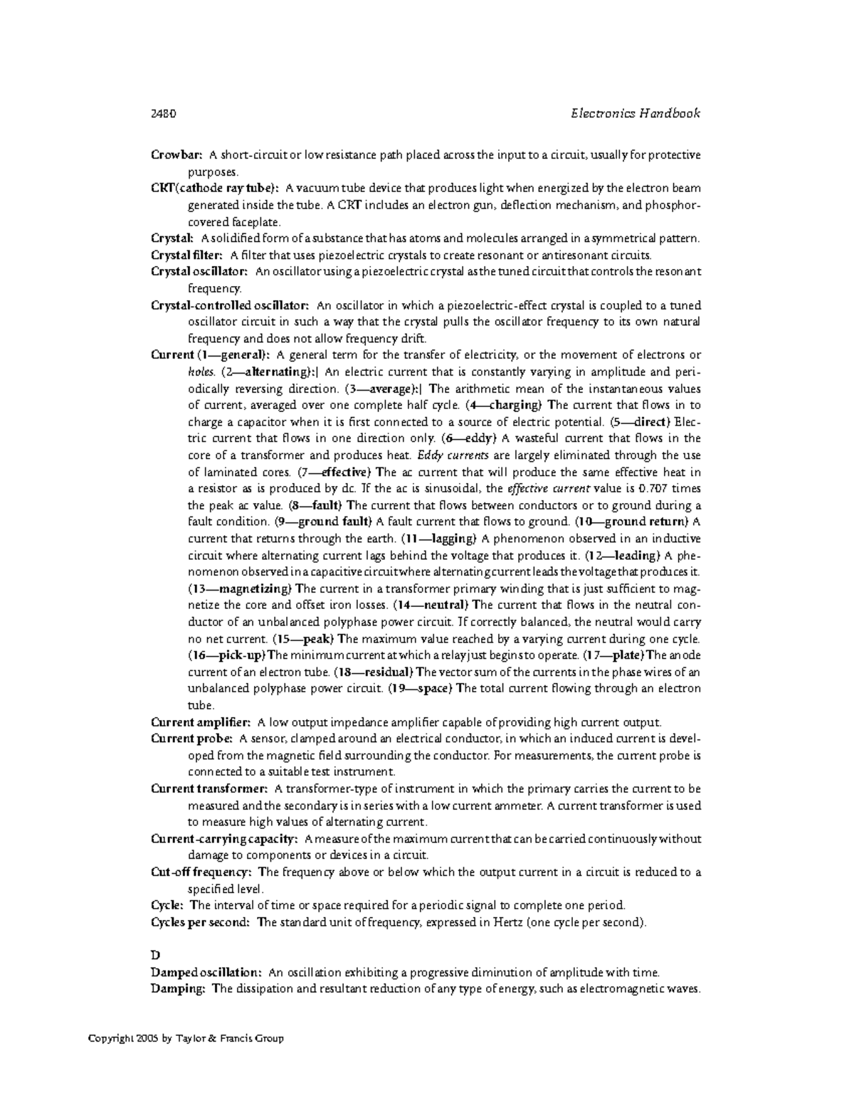 Electrical Engineering notes - 2480 Electronics Handbook Crowbar: A ...