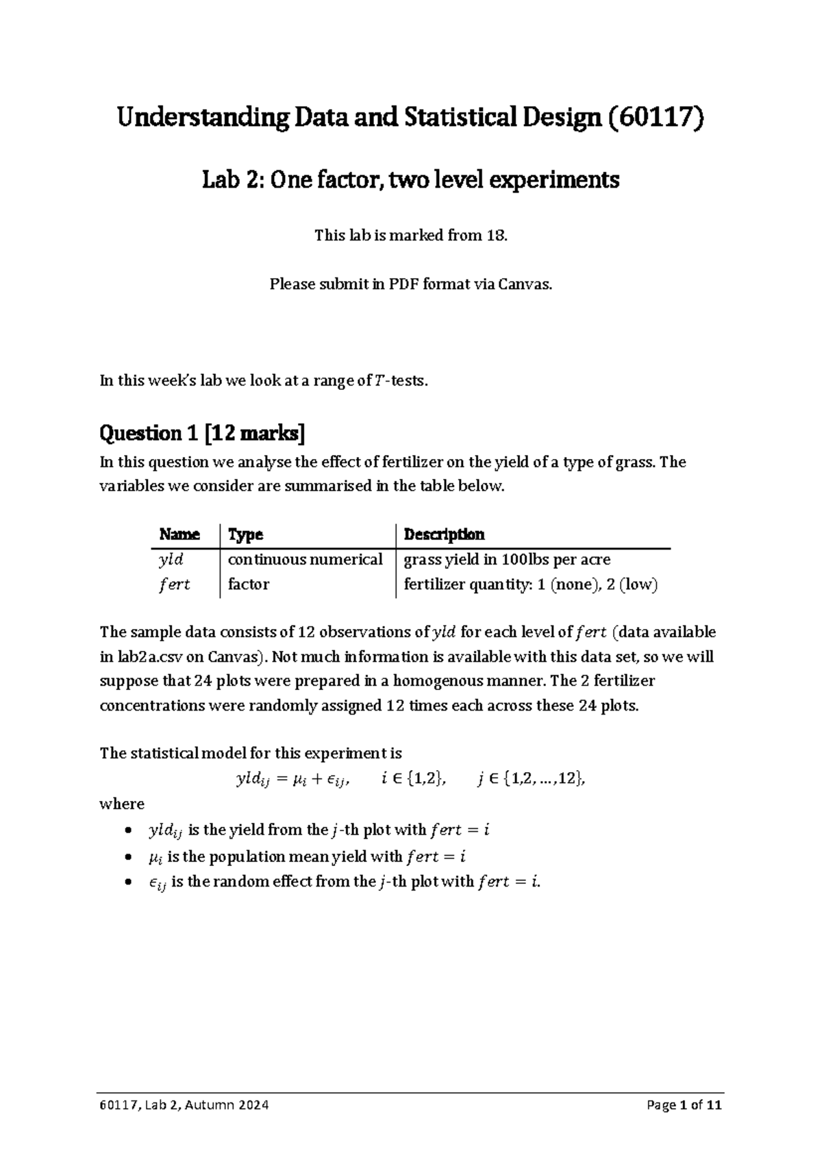 LAB 2 Solutions - Understanding Data and Statistical Design (60117) Lab ...