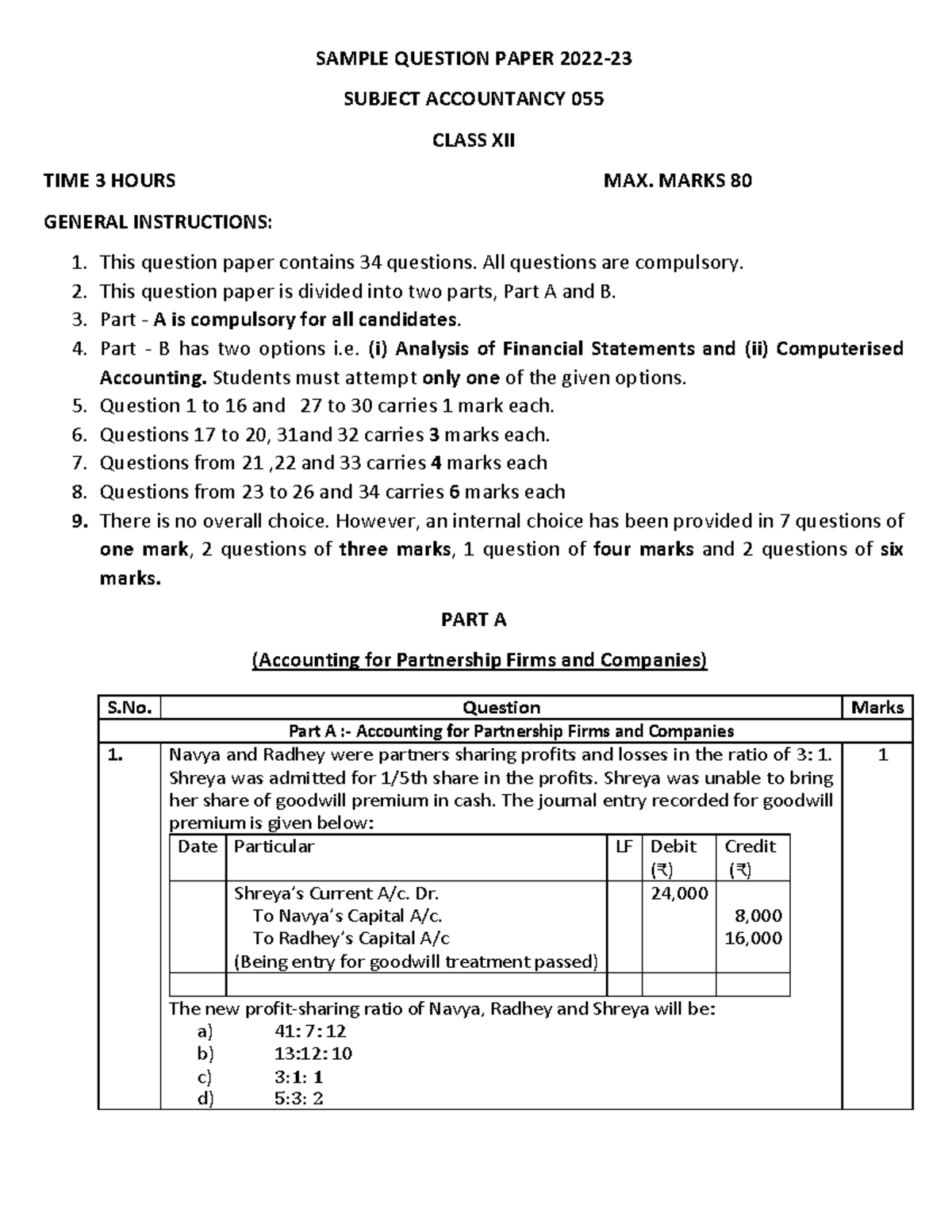 Accountancy-SQP - Practice materials - SAMPLE QUESTION PAPER 2022 ...
