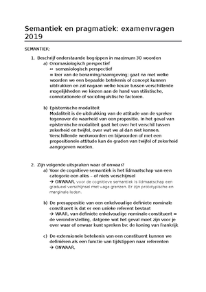 Samenvatting semantiek - SEMANTIEK 1. Inleiding: soorten betekenis 1 ...