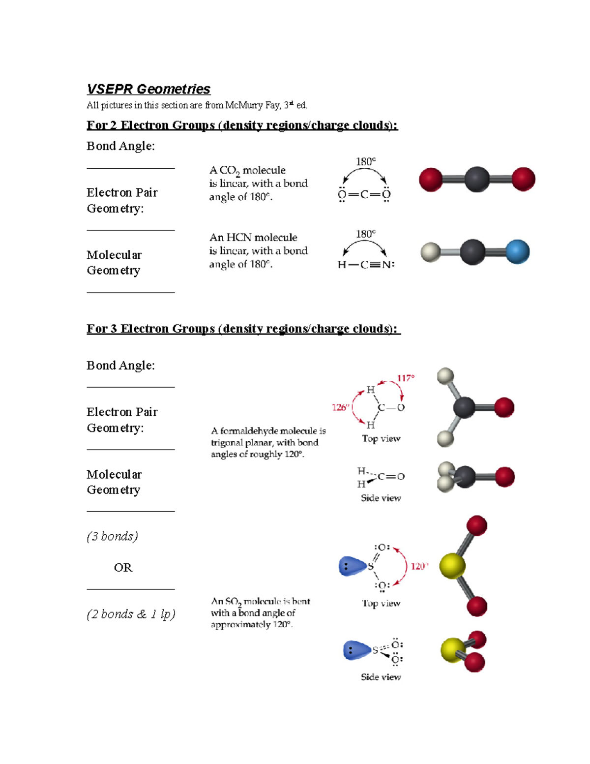 Notes Ch 10 - Vesper Geometries Part 3 - VSEPR Geometries All pictures ...