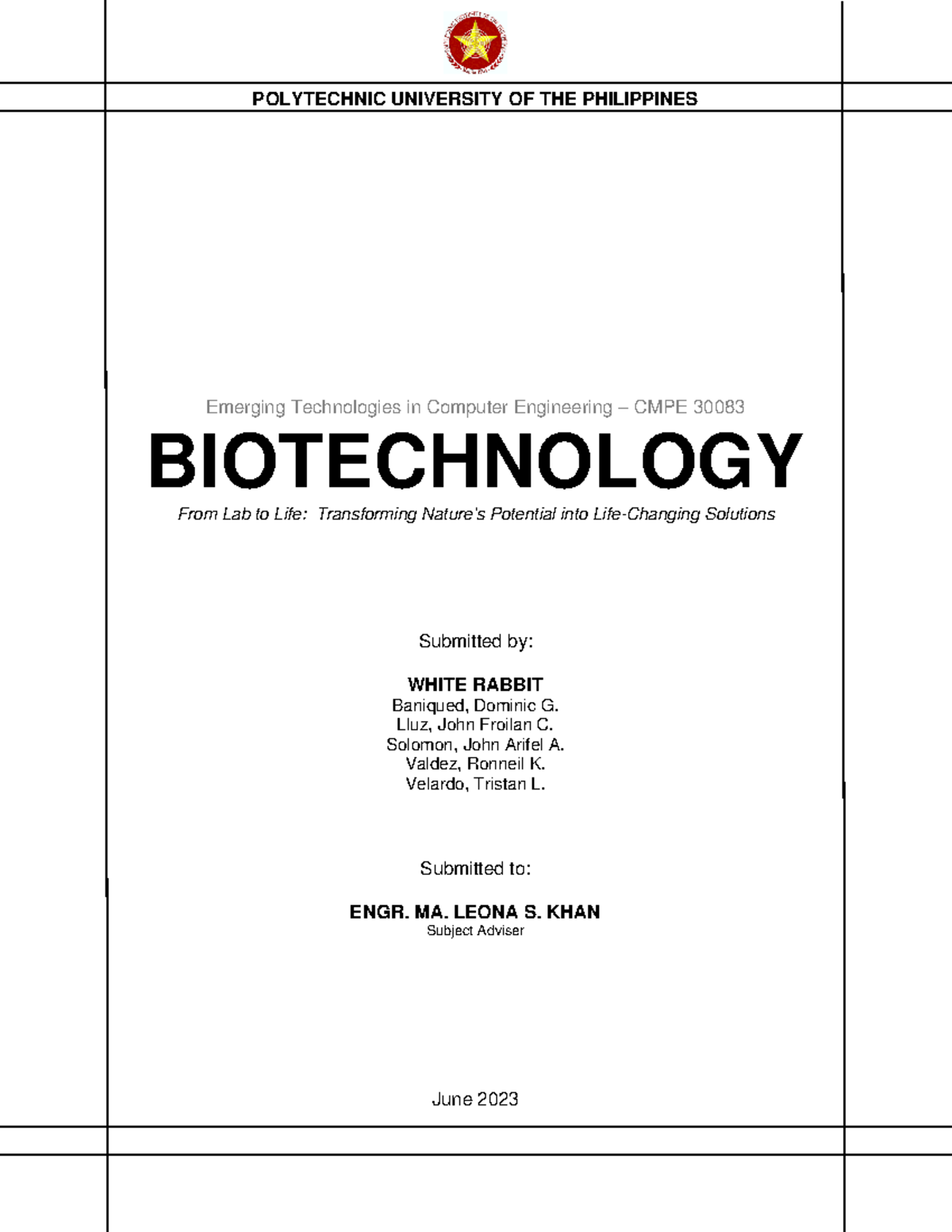 White Rabbit Biotechnology Report - asasa Emerging Technologies in ...