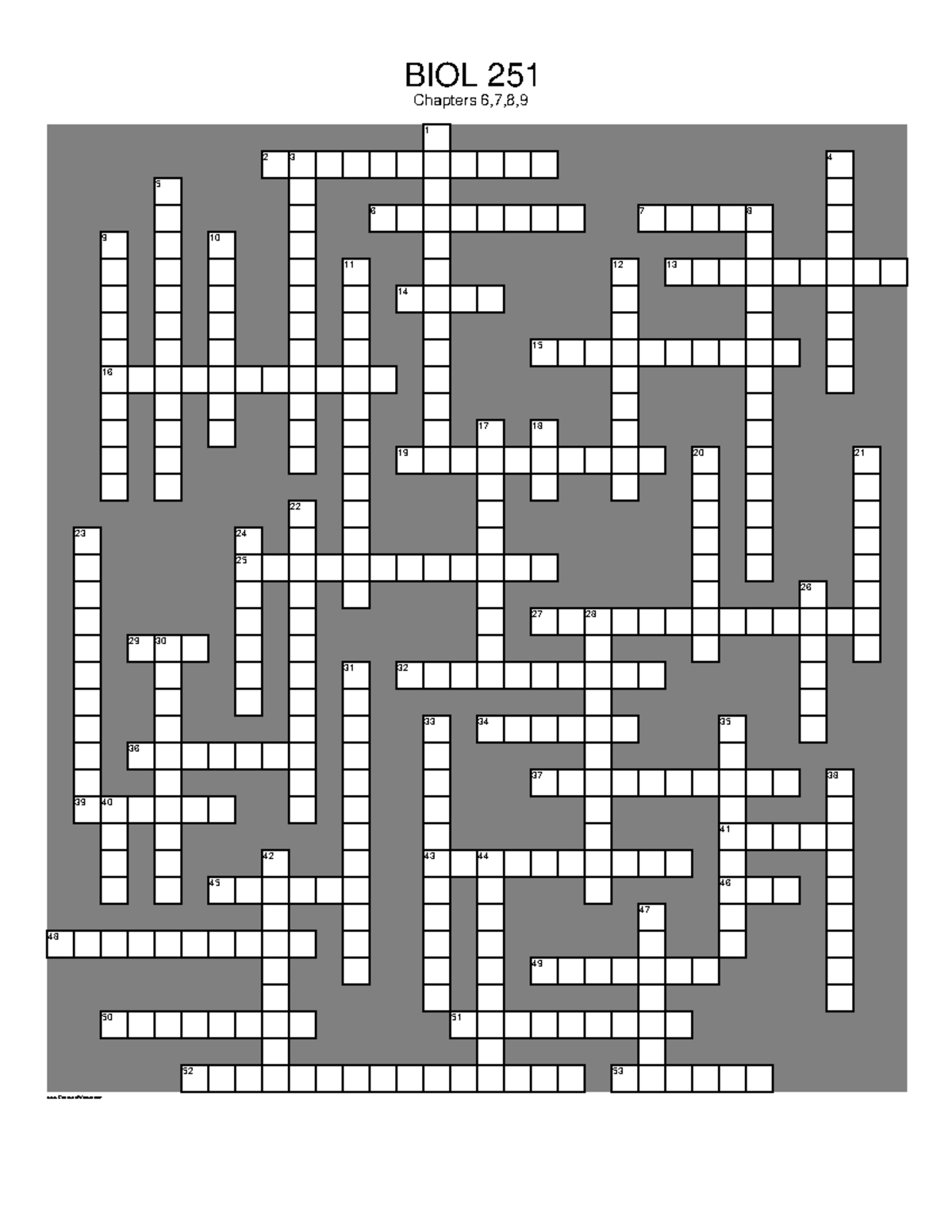 251 Crossword Puzzle CH 6 7 8 9 - CrosswordWeaver - BIOL - C hapters 6 ...