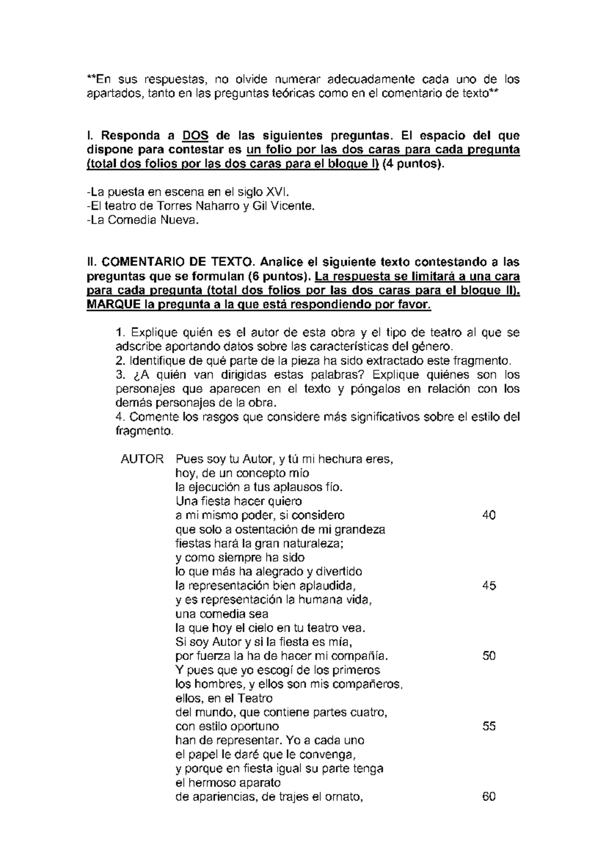 214T - examen preparacion ejercicio obligatorio teatro español - Teatro ...