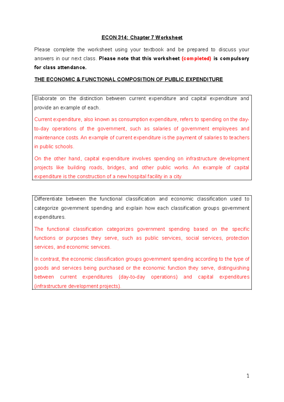 ECON 314 Ch 7 Worksheet Memo ENG - ECON 314: Chapter 7 Worksheet Please ...