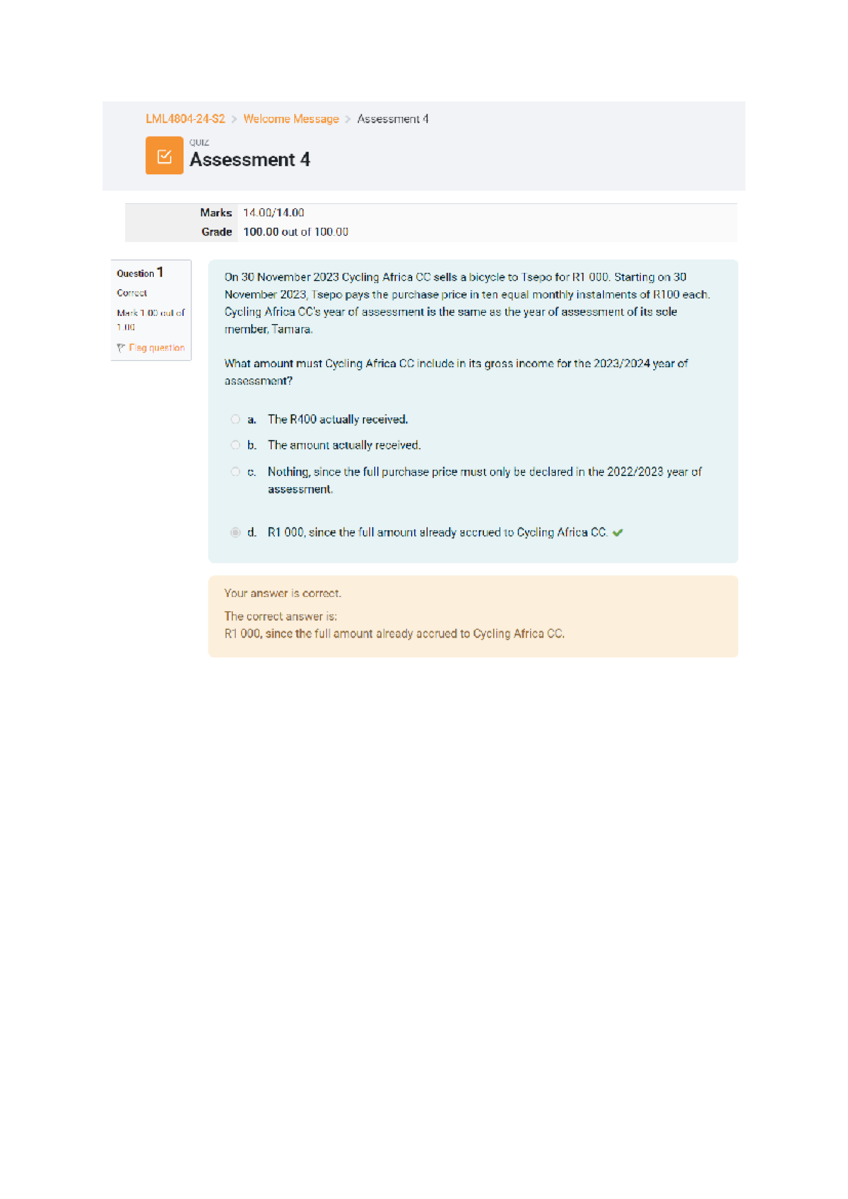 LML4804 Ass 4 Sem 2 2024 - Welcome Message Assessment 4 QUIZ Assessment ...