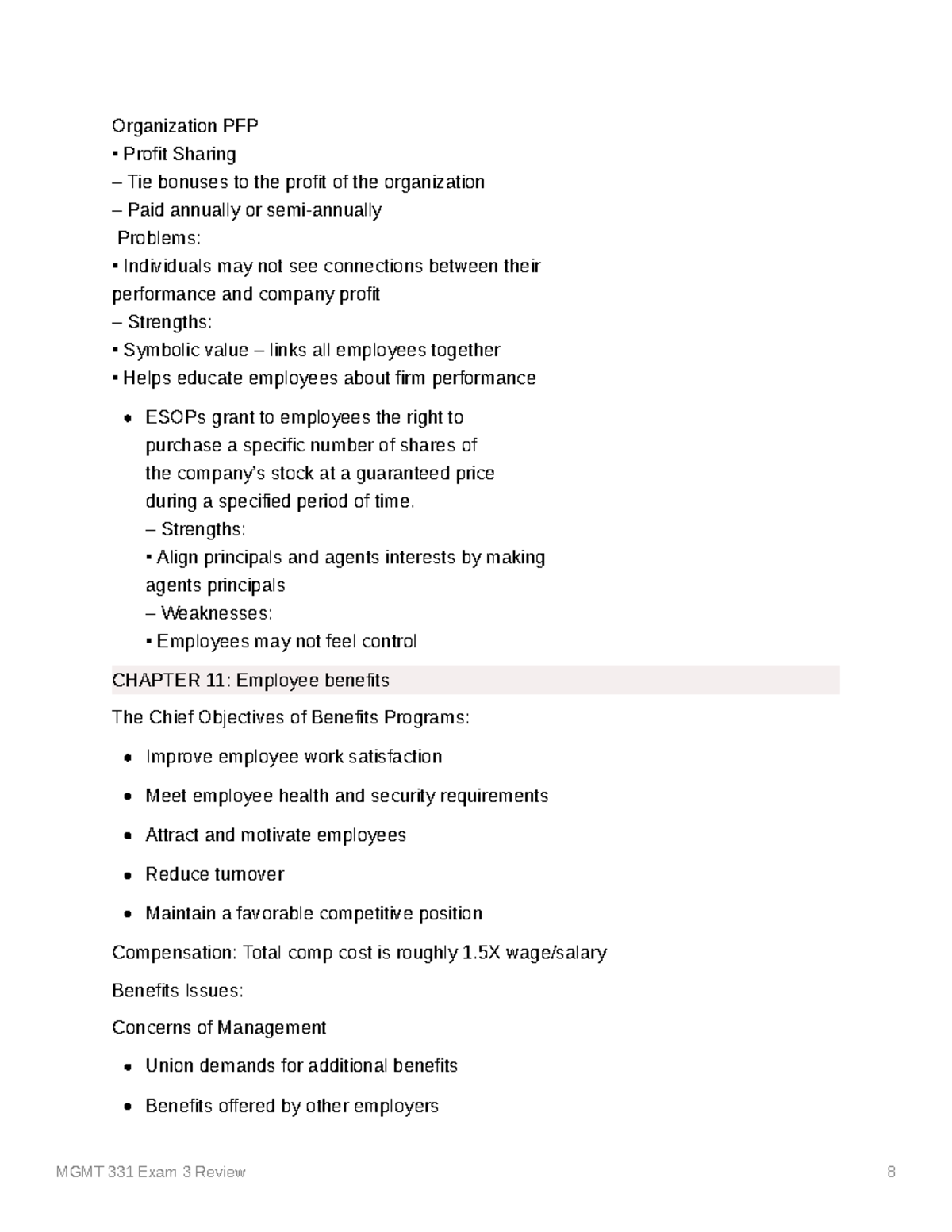 MGMT 331 Exam 3 Review Chapter 10 cont. and 11 - MGMT 331 Exam 3 Review ...