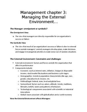 Principles of Management chapter 2 notes - Management chapter 2: Making ...
