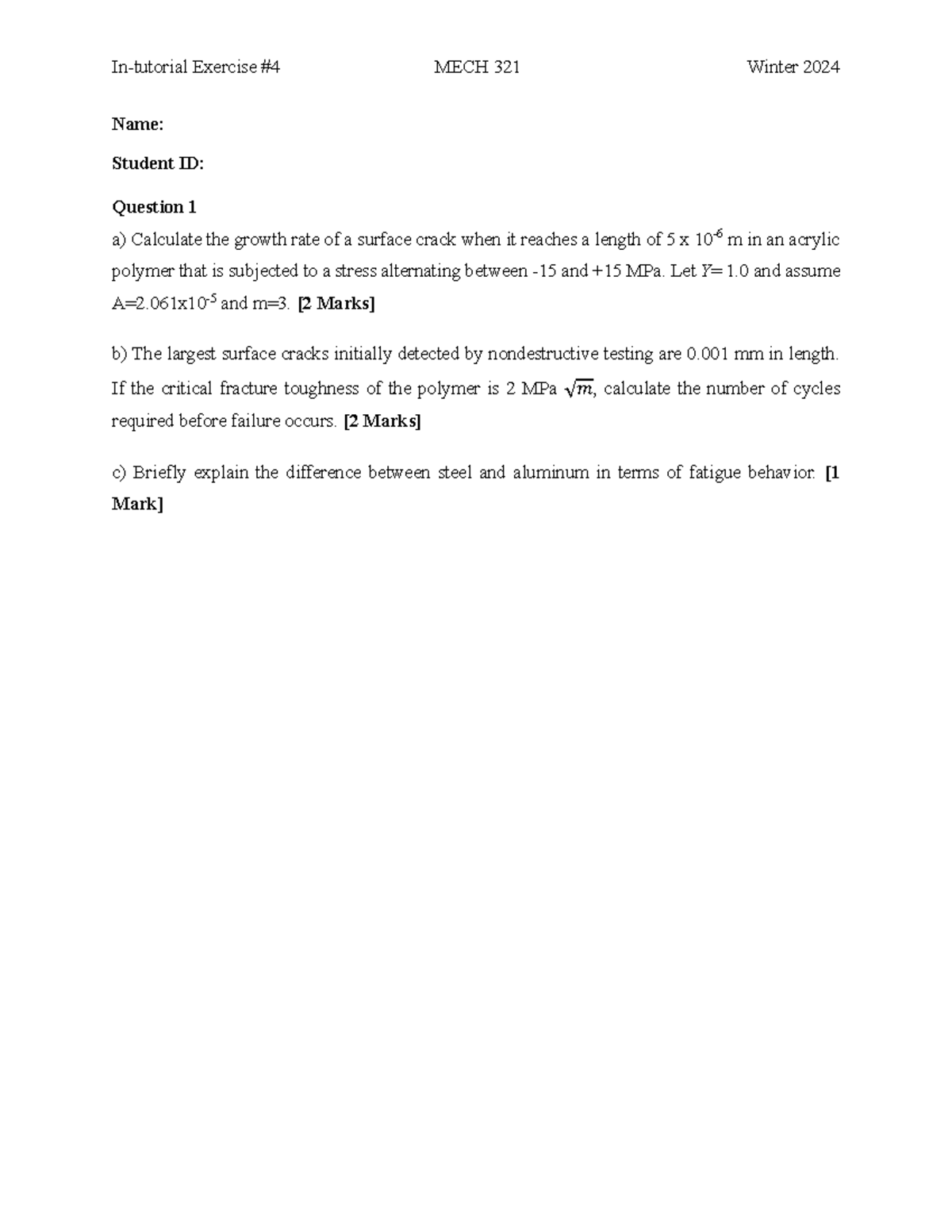 In-tutorial Exercise #4 - Let Y= 1 and assume A=2 -5 and m=3. [2 Marks] b) The largest surface ...