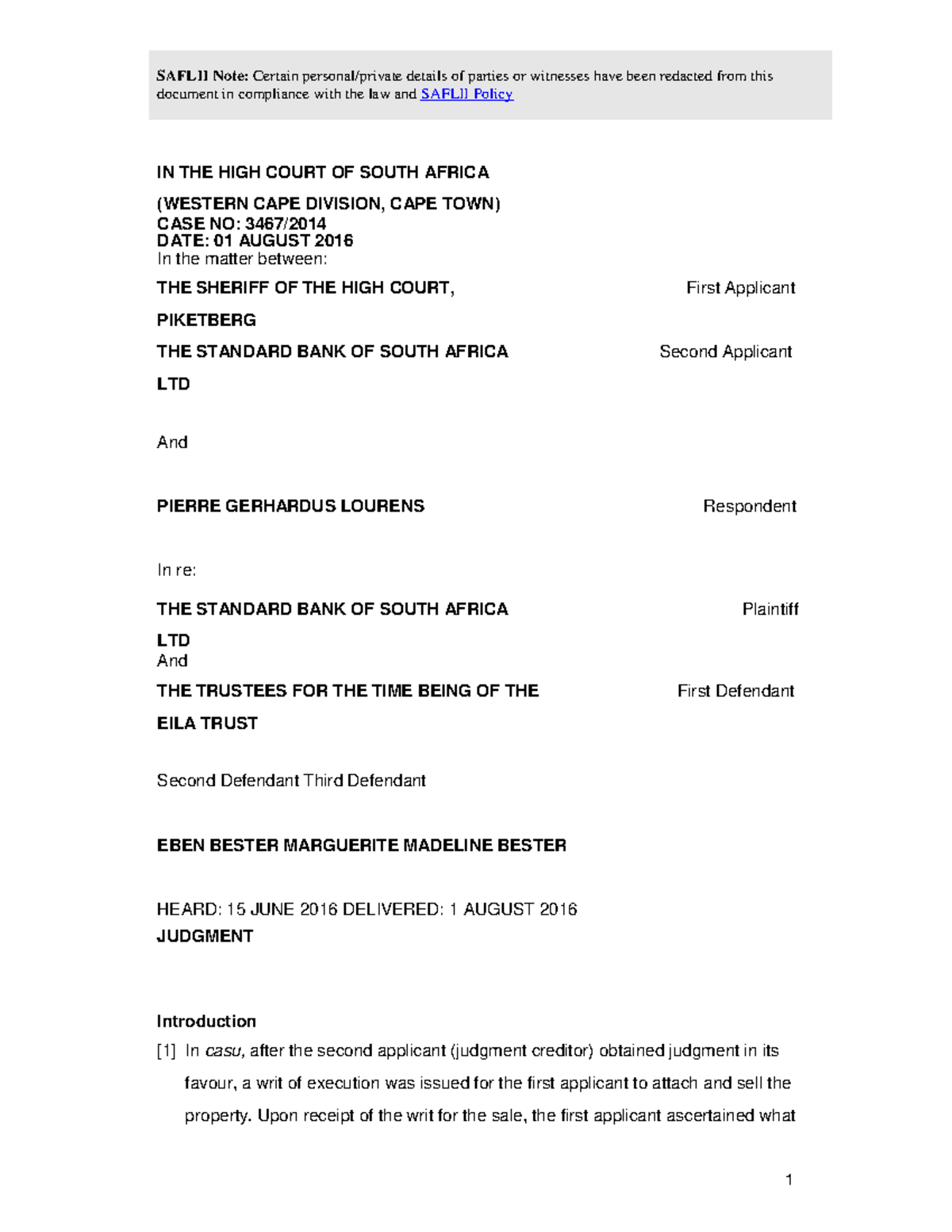 The Sheriff case v l - SAFLII Note: Certain personal/private details of ...