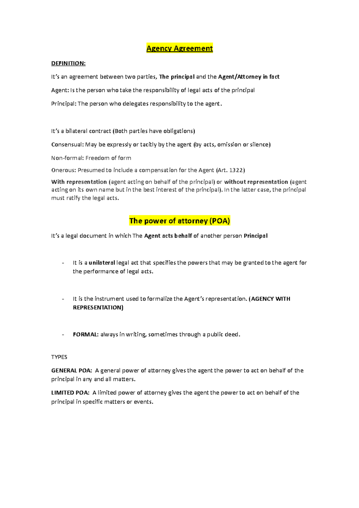 Agency Agreement - Agency Agreement DEFINITION: It’s an agreement ...