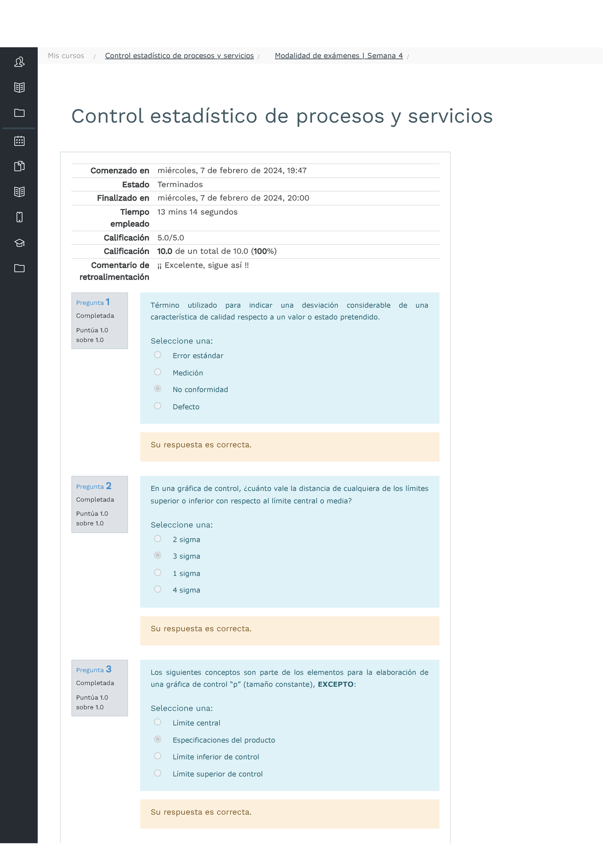 Modalidad de exámenes Semana 4 Control Estadistico DE Procesos Y Servicios - Control estadístico ...