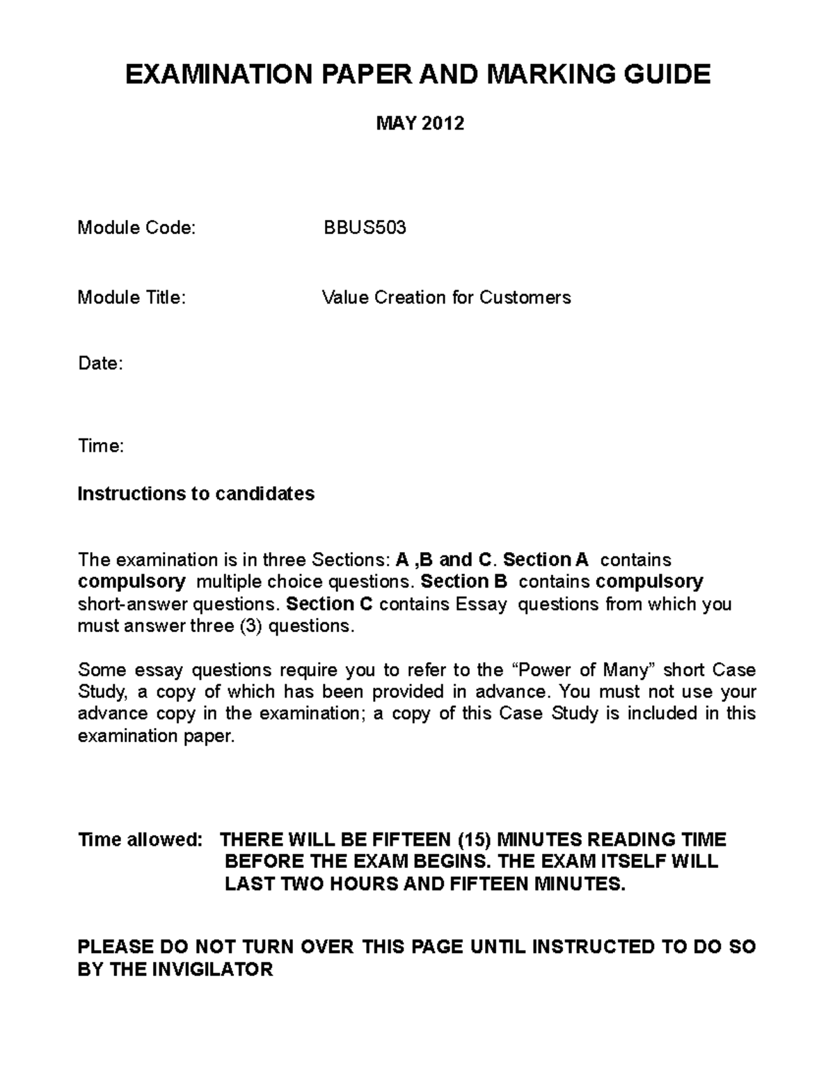 Exam May 2012, questions and answers - EXAMINATION PAPER AND MARKING ...