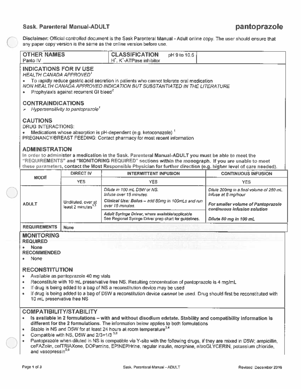 Pantoprazole - IV Monograph - Nurs 311.3 - Studocu