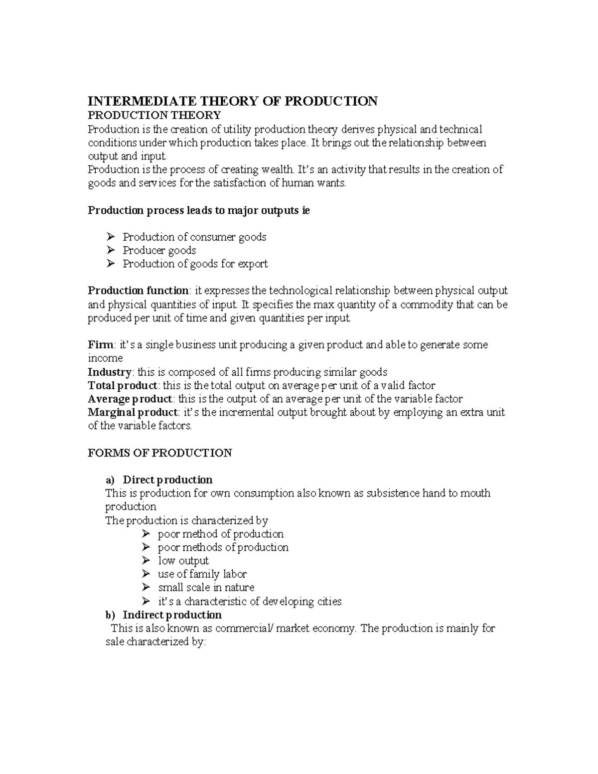 Intermediate Theory of Production - INTERMEDIATE THEORY OF PRODUCTION ...