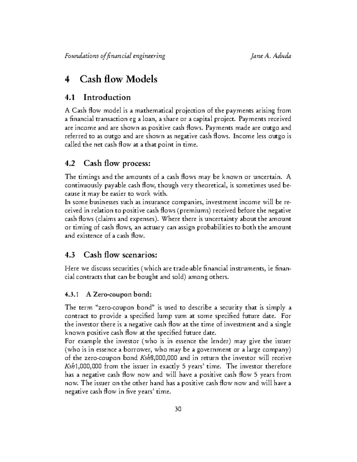 Cash flow - awesome - 4 Cash flow Models 4 Introduction A Cash flow ...