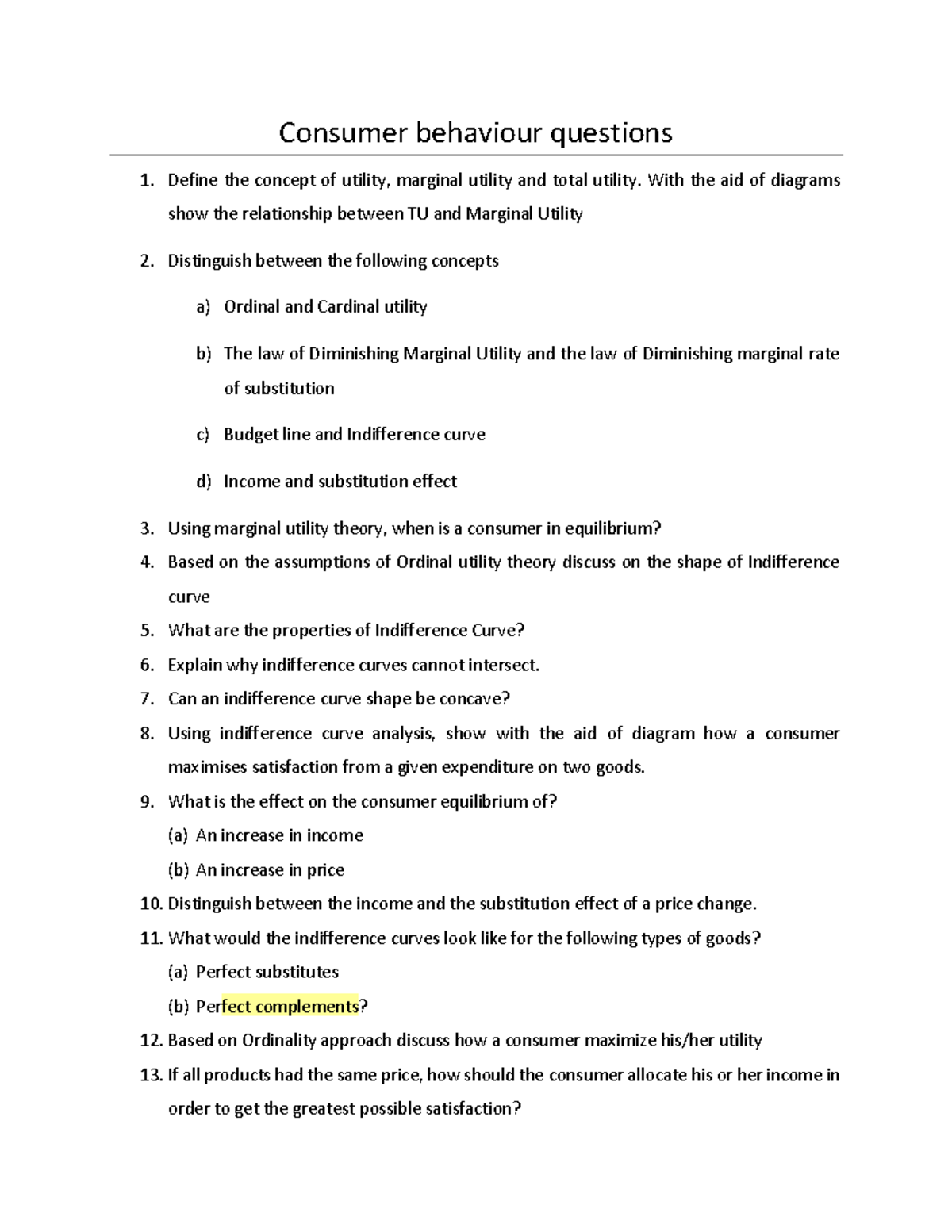 Consumer behaviour questions - Copy - Consumer behaviour questions ...