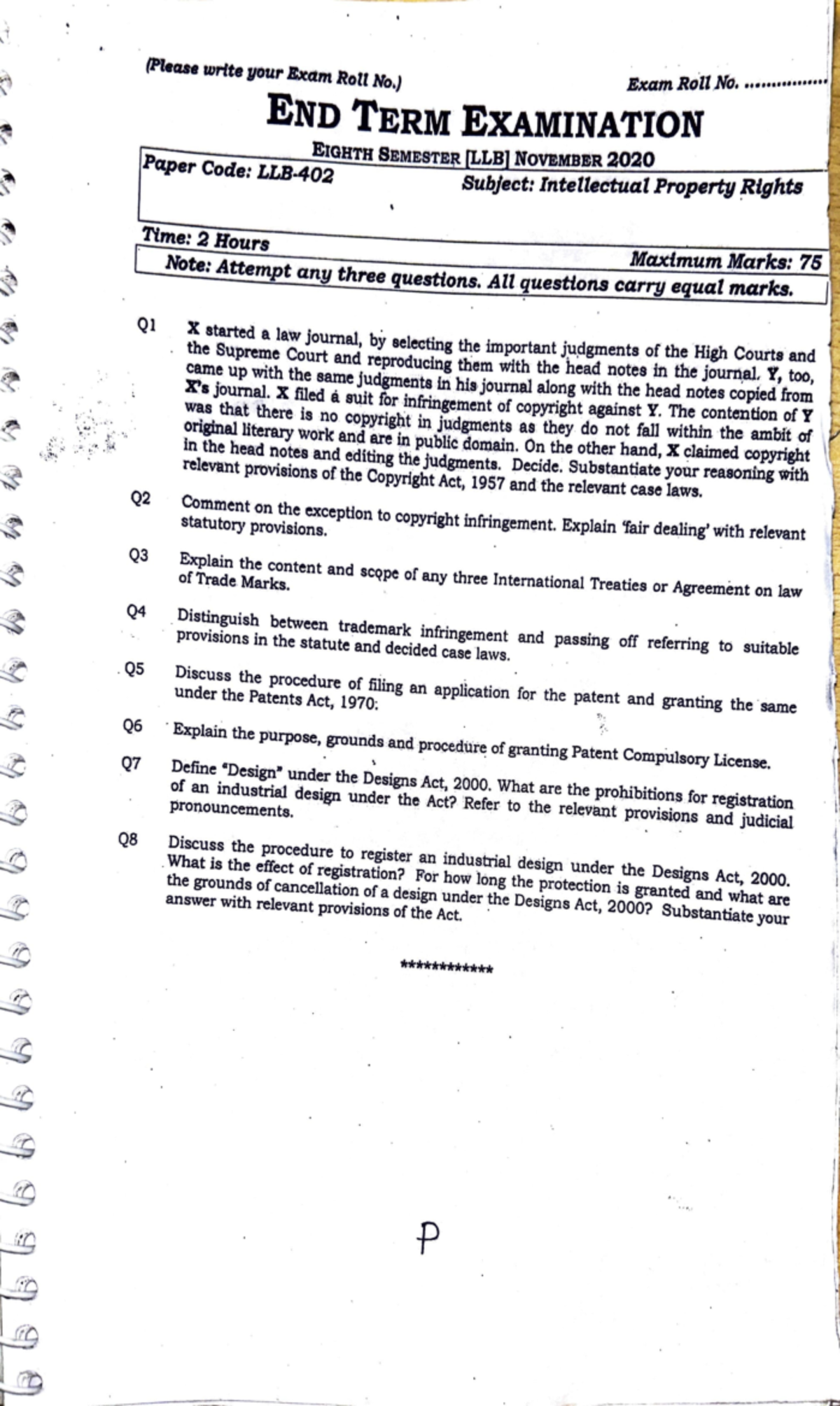 Ipr pyq - Practice question paper - _g _g _g _@ fPl•GH write 11our •am ...