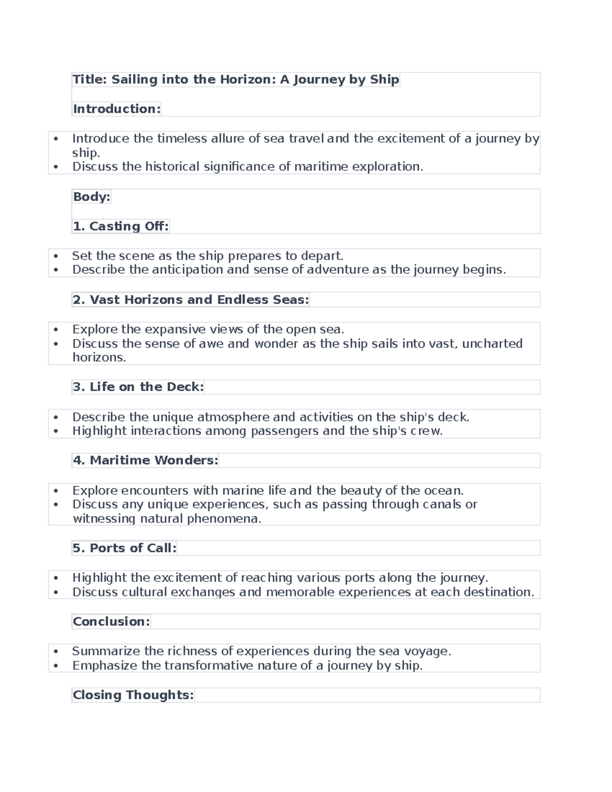 AJAX 115 - Assignment for Sociology 101 - Title: Sailing into the ...