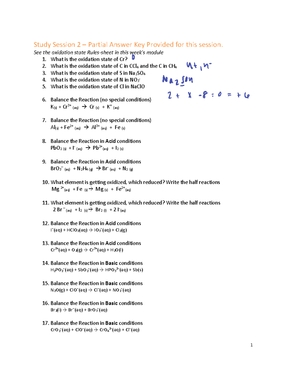 Week 7 Practice Problems 1 Study Session 2 Partial Answer Key