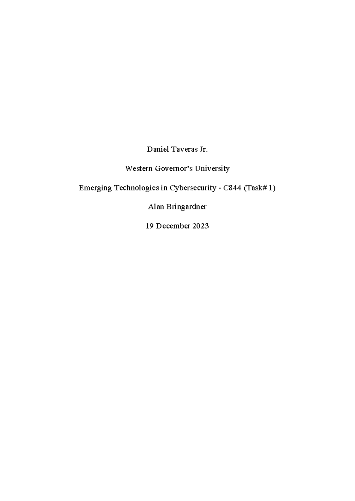 Taveras c844 task1 rev1 - Daniel Taveras Jr. Western Governor’s ...