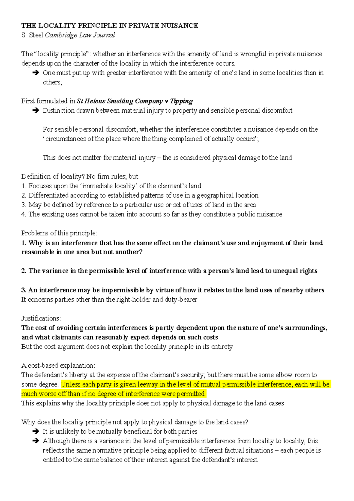 Notes on Locality Principle - THE LOCALITY PRINCIPLE IN PRIVATE ...