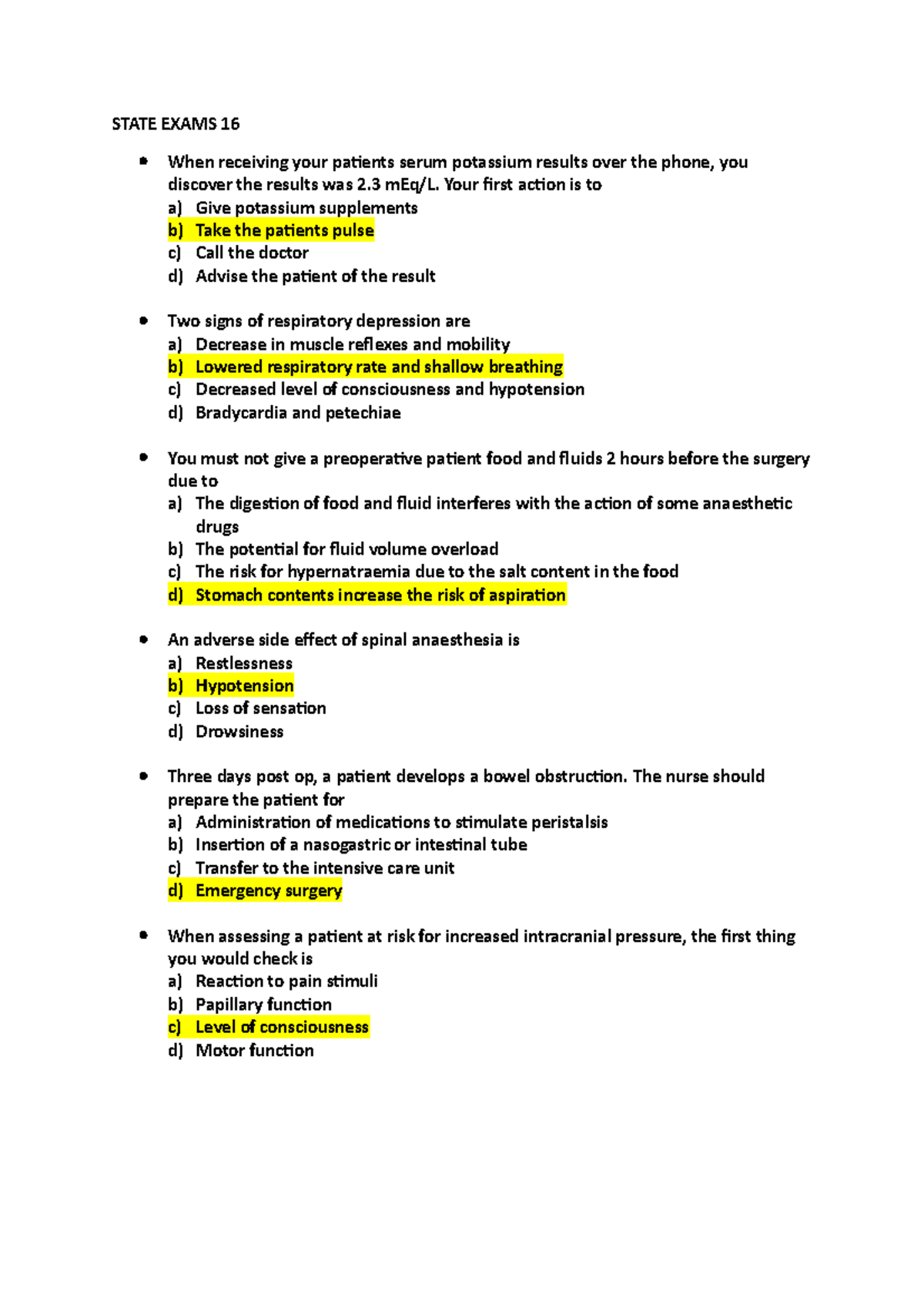 State Exams 16 completed - transition to registered nurse - NMIT - Studocu