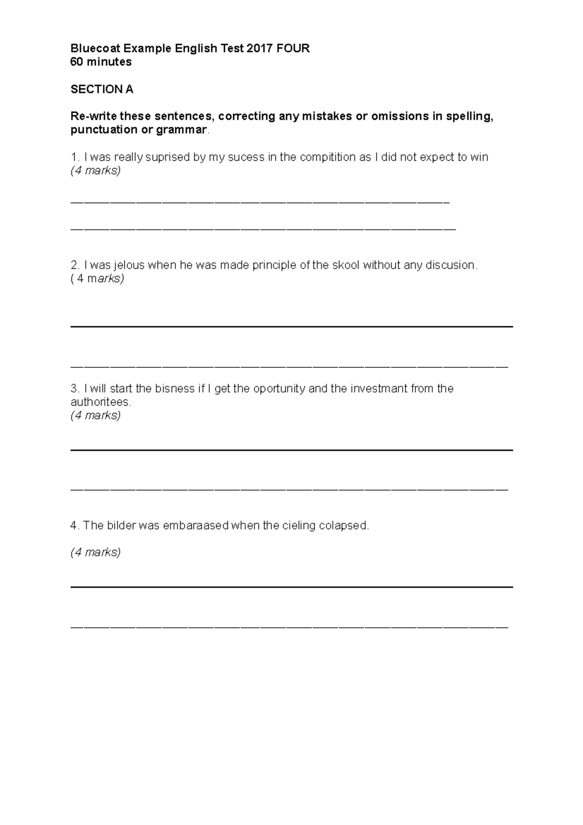 Bluecoat Example English Test JUNE 2017 Fourarubachange - Bluecoat ...