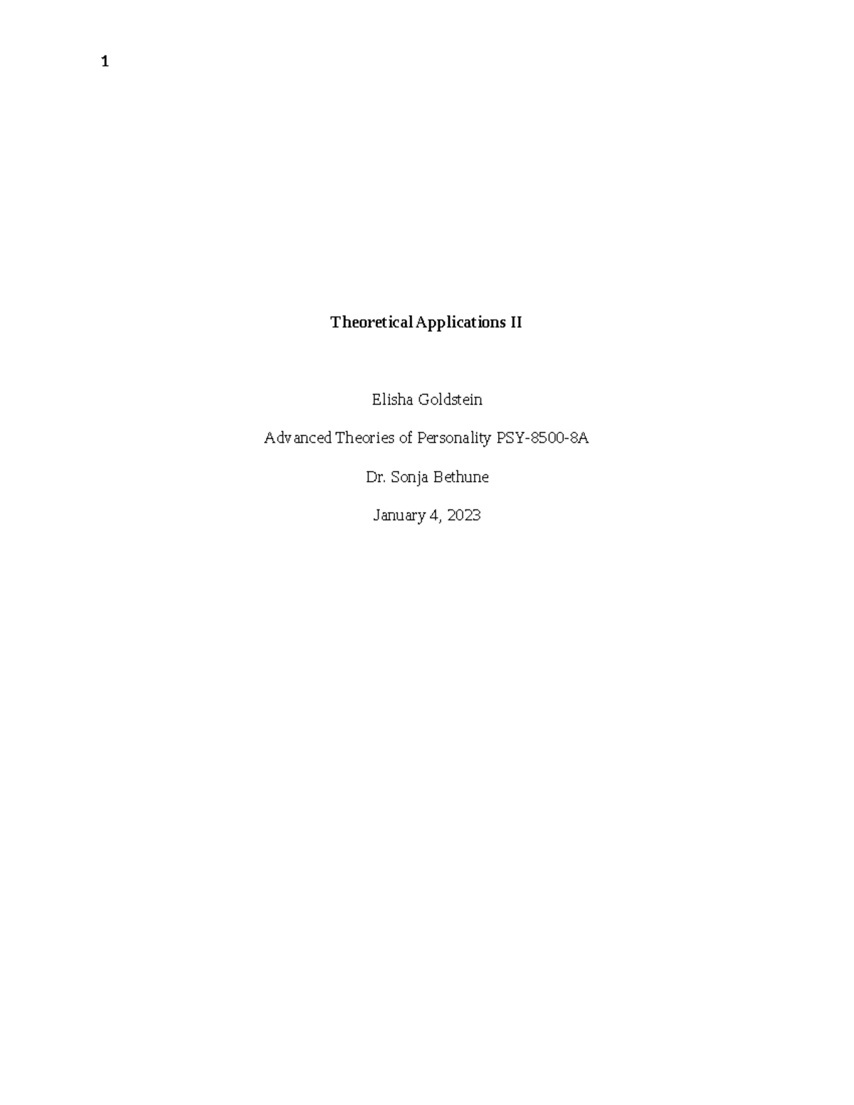 Theoretical Applications II - Theoretical Applications II Elisha ...