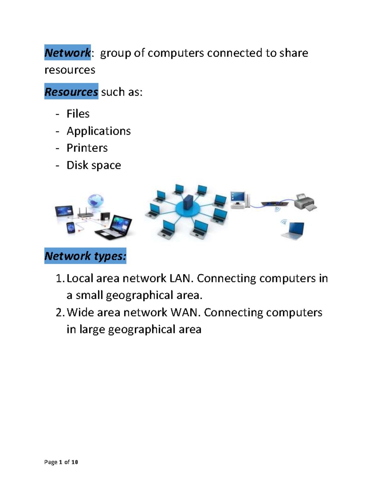 Network intro - Network: group of computers connected to share ...