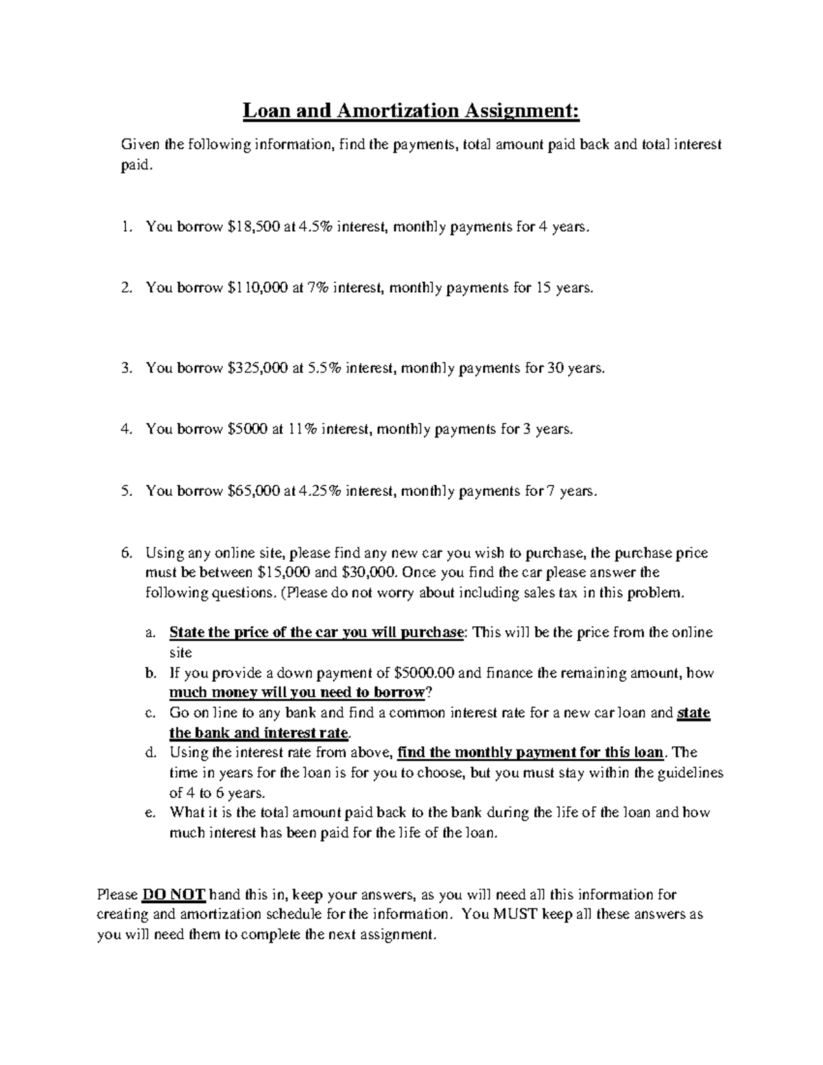 Loanand Amortization Assignment Online Section - Loan and Amortization ...
