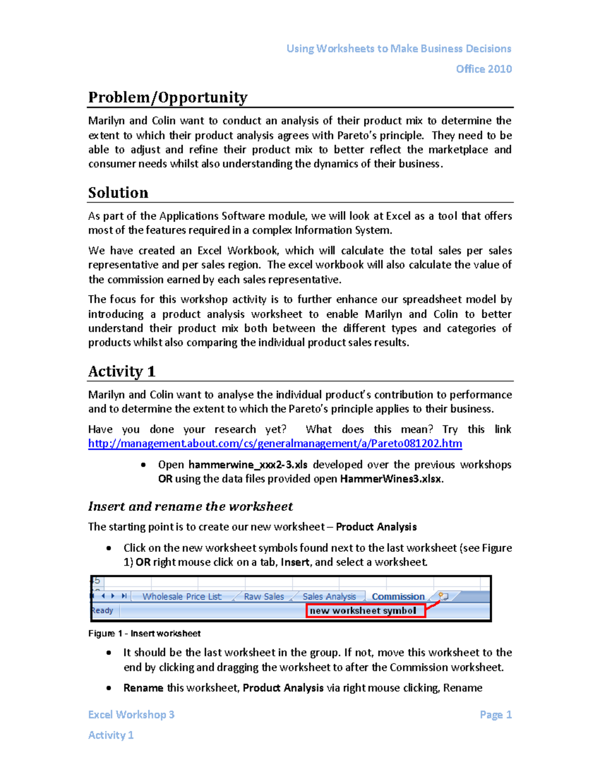 Workshop excel 3 - W3 Tutorial work - Office 20 10 Excel Workshop 3 ...